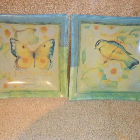 Accents | 2 Susan Winget Certified International Square Glass Plates ...